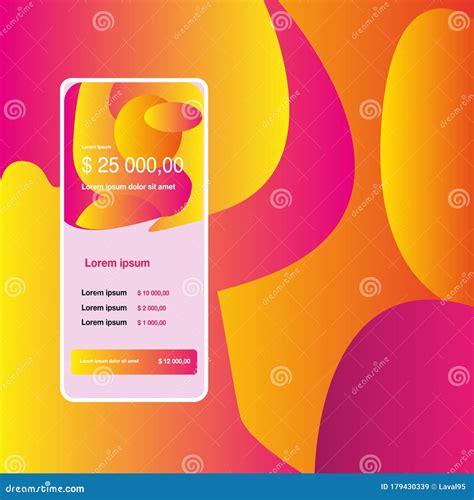 Mobile App Interface With Beautiful Vibrant Abstract Background Stock Vector Illustration Of