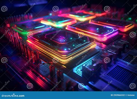 Supercomputer Cpu And Gpu Circuits Mother Board Interconnection With