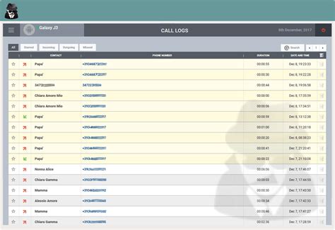 Spy M Dashboard Demo Call Logs Mobile Spy Software