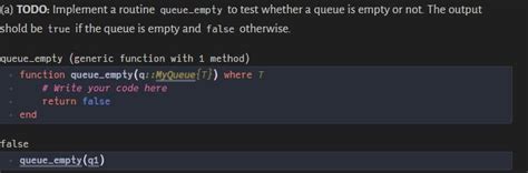 a todo implement a routine queue empty to test