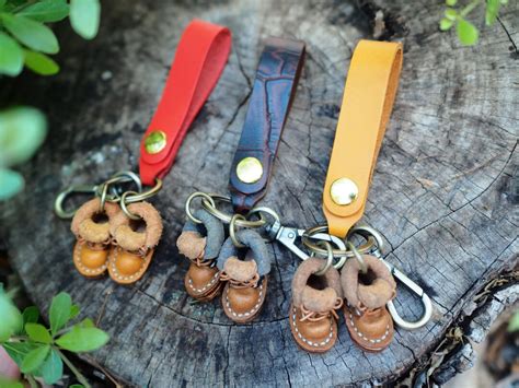 Handmade Leather Mini Boot Keychain Personalized T Etsy
