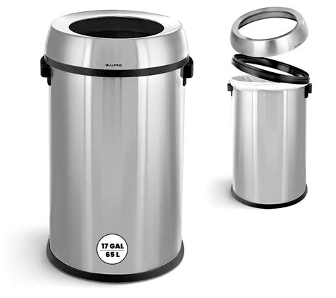 Alpine 17 Gallon Trash Can Open Top Heavy Duty Large 65 Liter Round