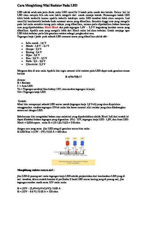 Cara Menghitung Nilai Resistor Pada Led Pdfcoffeecom