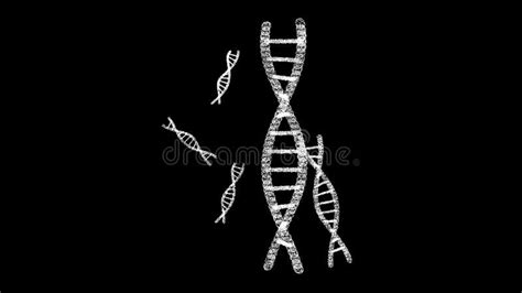 3d Dna Helix On Black Bg Object Dissolved Flickering Particles Scientific Medical Concept