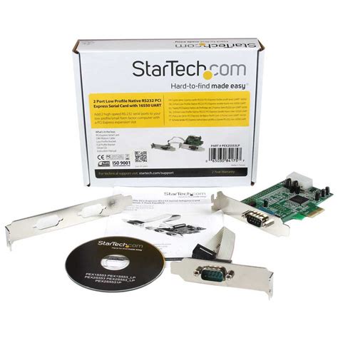 Startech PCIe Low Profile RS232 UART 16550 2 Port Expansion Card Green Techinn