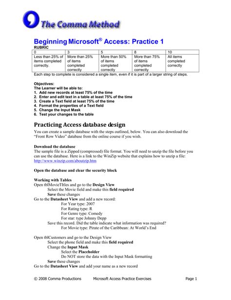 Beginning Access Practice