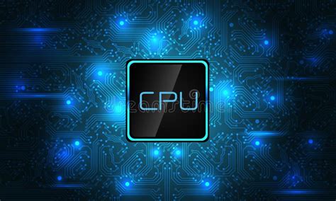 Microprocessor On Blue Circuit Pattern Design Modern Futuristic