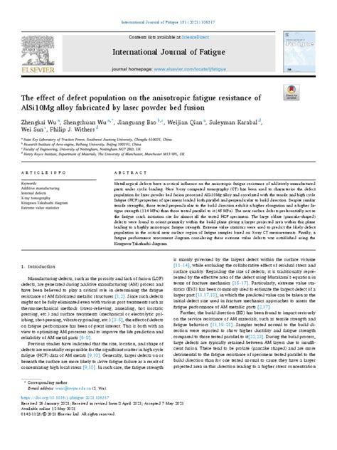 The Effect Of Defect Population On The Anisotropic Fatigue Resistance