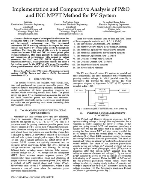 Implementation And Comparative Analysis Of Pampo And Inc Mppt Method For Pv System Pdf