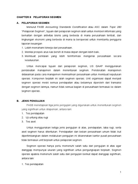 Pelaporan Segmen And Pengujian Pdf Bisnis