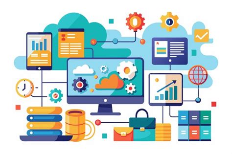 An Illustration Depicting A Data Processing System Connected To The Cloud Showing Various