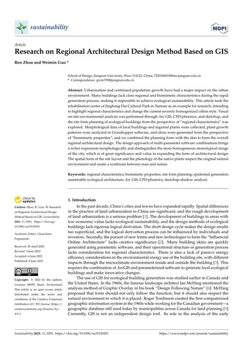 Pdf Research On Regional Architectural Design Method Based On Gis