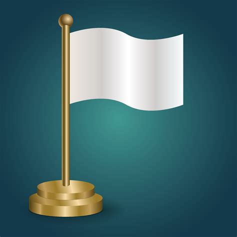 Blank Flag On Golden Pole On Gradation Isolated Dark Background Table Flag Vector Illustration