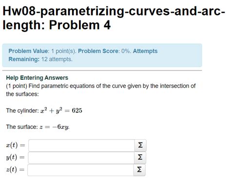 solved hw08 parametrizing curves and arc length problem 4