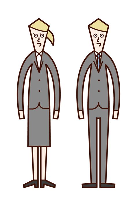 양복을 입은 남성과 여성의 일러스트 무료 일러스트 소재집 Kukukeke