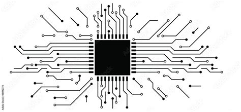 Circuit Board Or Electronic Motherboard Lines And Dots Connect Vector High Tech Technology