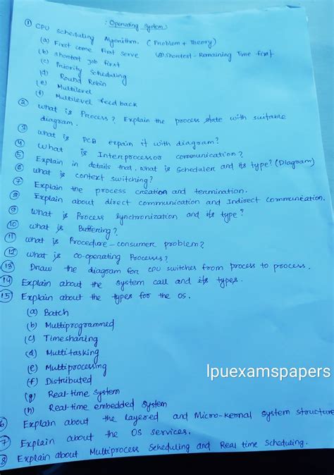 Lpu Exams Papers Notes Ca Mte Ete Projects Lpu Cse316 Operating System Unit 1 And2