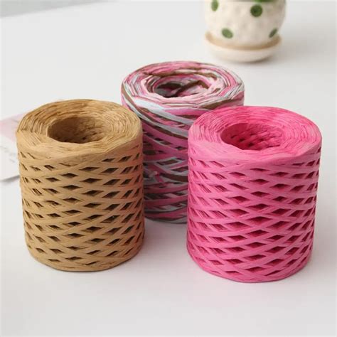 라피아 종이 리본 웨딩 로프 리본 천연 종이 꼬기 선물 파티 부활절 포장 공예 포장 장식 200 미터파티 Diy 장식품 Aliexpress