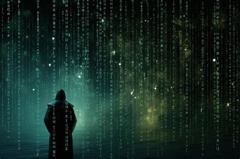 Premium Ai Image A Man Stands In Front Of A Binary Code