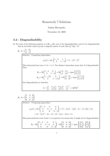 Homework 7 Solutions