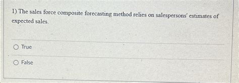 Solved The Sales Force Composite Forecasting Method Relies