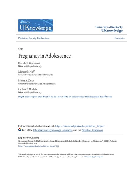 Pdf Pregnancy At Adolescence