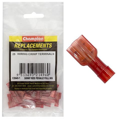 Crimp Terminals Blade Female Fully Insulated Red 6 3mm Champion Fasteners