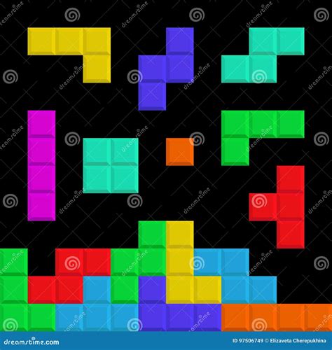 Tetris Elements Brick Pieces Game Background Stock Vector Illustration Of Black Graphic