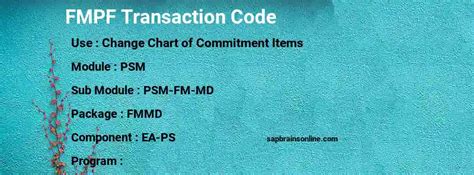 FMPF SAP Tcode For Change Chart Of Commitment Items