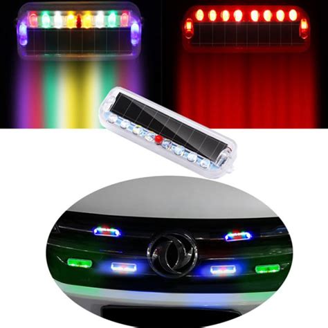 Motorcycle Car Solar Anti Collision Light Anti Collision Warning Light Charge Free Wiring LED