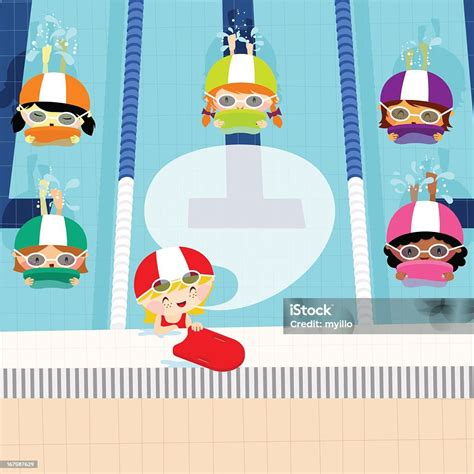 Schwimmunterricht Für Mädchen Stock Vektor Art Und Mehr Bilder Von
