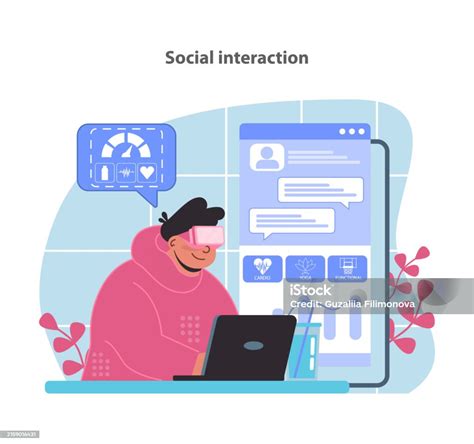 사회적 상호 작용과 가상 피트니스 코칭이 만나는 Vr 운동 커뮤니티와 연결하고 번창하십시오 가상현실에 대한 스톡 벡터 아트 및