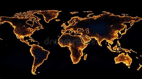 Glowing World Map Abstract Background Global Network Digital Connectivity Concept Stock