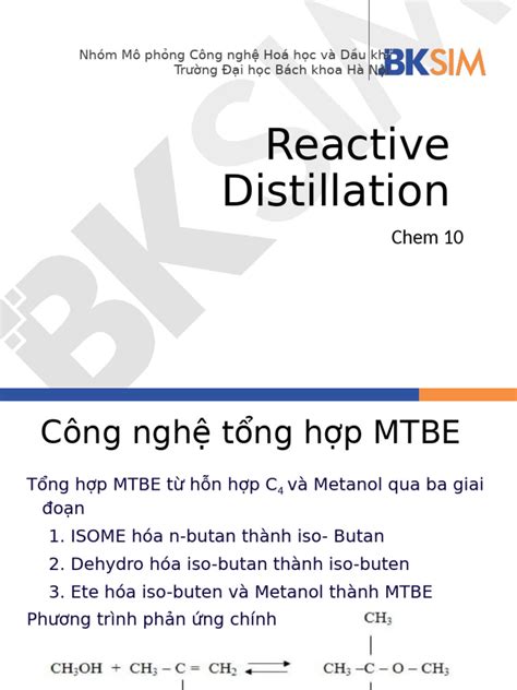 Chem 10 Reactive Distillation Mtbe Pdf