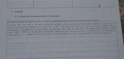 C CHECK C Cheek For Understanding 15 Minutes StudyX