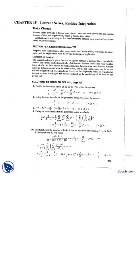 Laurent Series Residue Integration Differential Equations Solutions