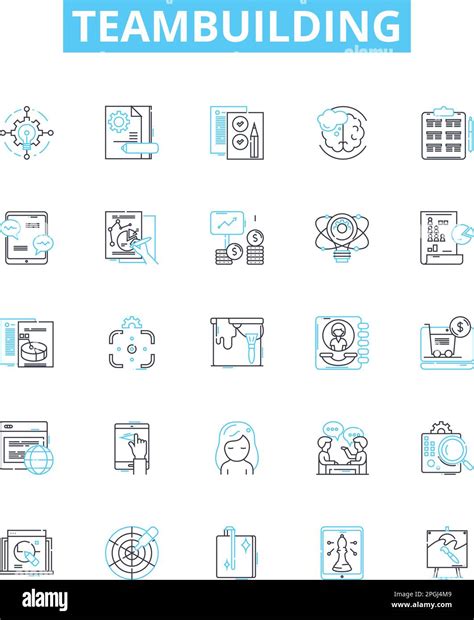 Teambuilding Vector Line Icons Set Teamwork Collaboration Problem Solving Communication