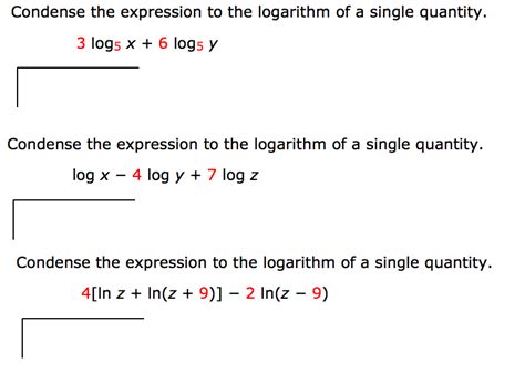 solved condense the expression to the logarithm of a single