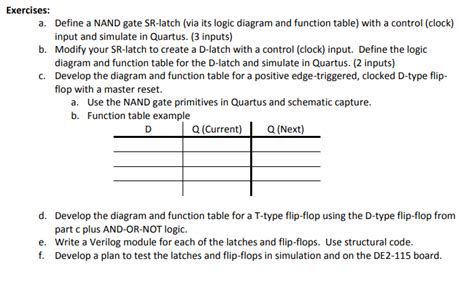 Solved Exercises A Define A Nand Gate Sr Latch Via Its