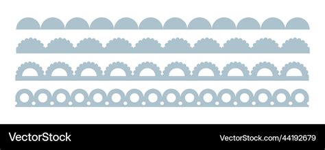 Scalloped Edge Seamless Brush Strokes Set Simple Vector Image