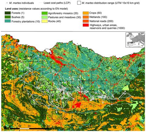 Ecological Network Resistance Map En And Lcp Analysis Between