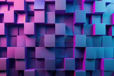 A Three Dimensional Array Of Purple And Blue Cubes With Beveled Edges