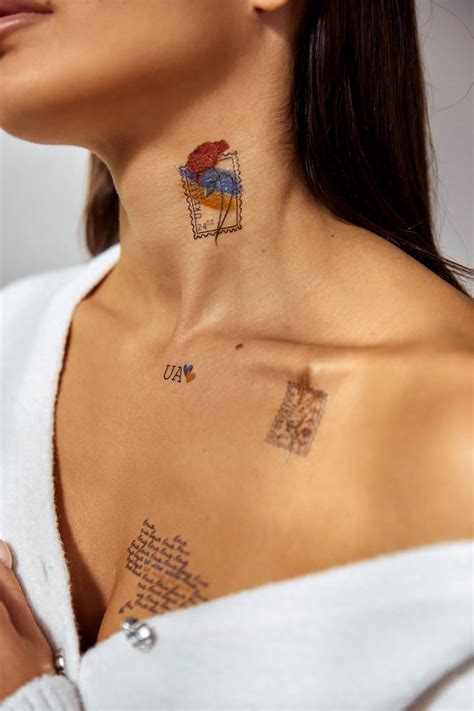 Patriotic Temporary Tattoos With Ukrainian Ornaments And Motivational