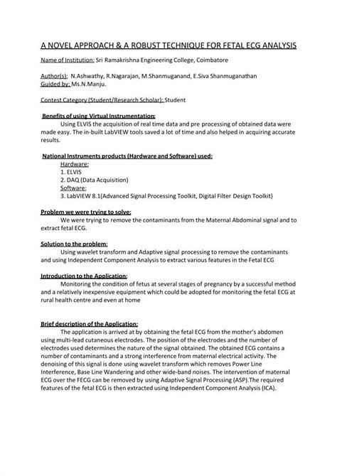 PDF A Novel Approach A Robust Technique For Fetal Ecg Analysis DOKUMEN TIPS