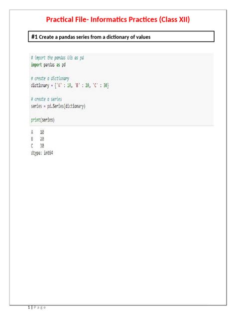 Class 12 Practical File Informatics Practices Pdf Computer Data Data
