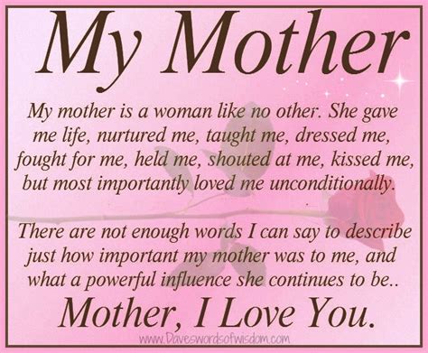 My Mother Is A Woman Like No Other