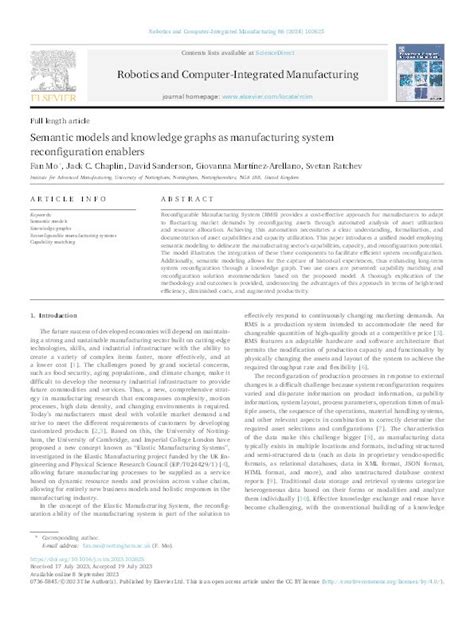 semantic models and knowledge graphs as manufacturing system reconfiguration enablers