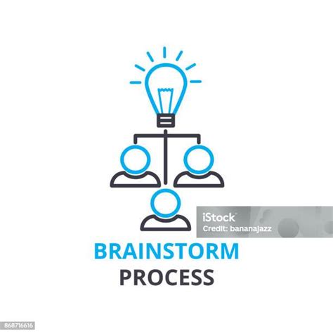 브레인 스토밍 과정 개념 개요 아이콘 선형 부호 선 그림 평면 벡터 일러스트 레이 션 개념에 대한 스톡 벡터 아트 및 기타 이미지 Istock