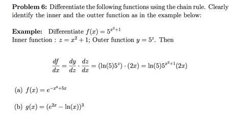 Solved Problem 6 Differentiate The Following Functions Chegg Com