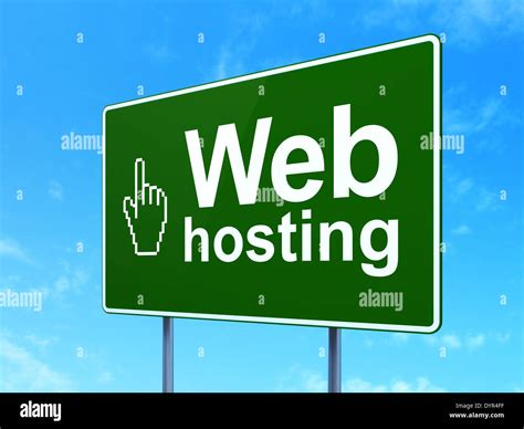 Web Development Concept Web Hosting And Mouse Cursor On Road Sign